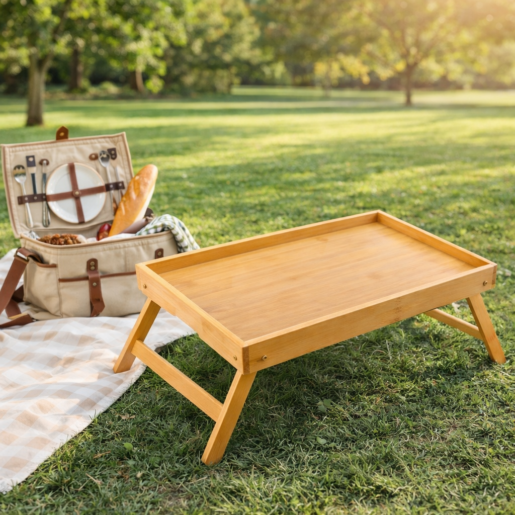 Bamboo Bed Tray Table – Foldable Breakfast & Laptop Table for Bed & Sofa – ArabiaBliss