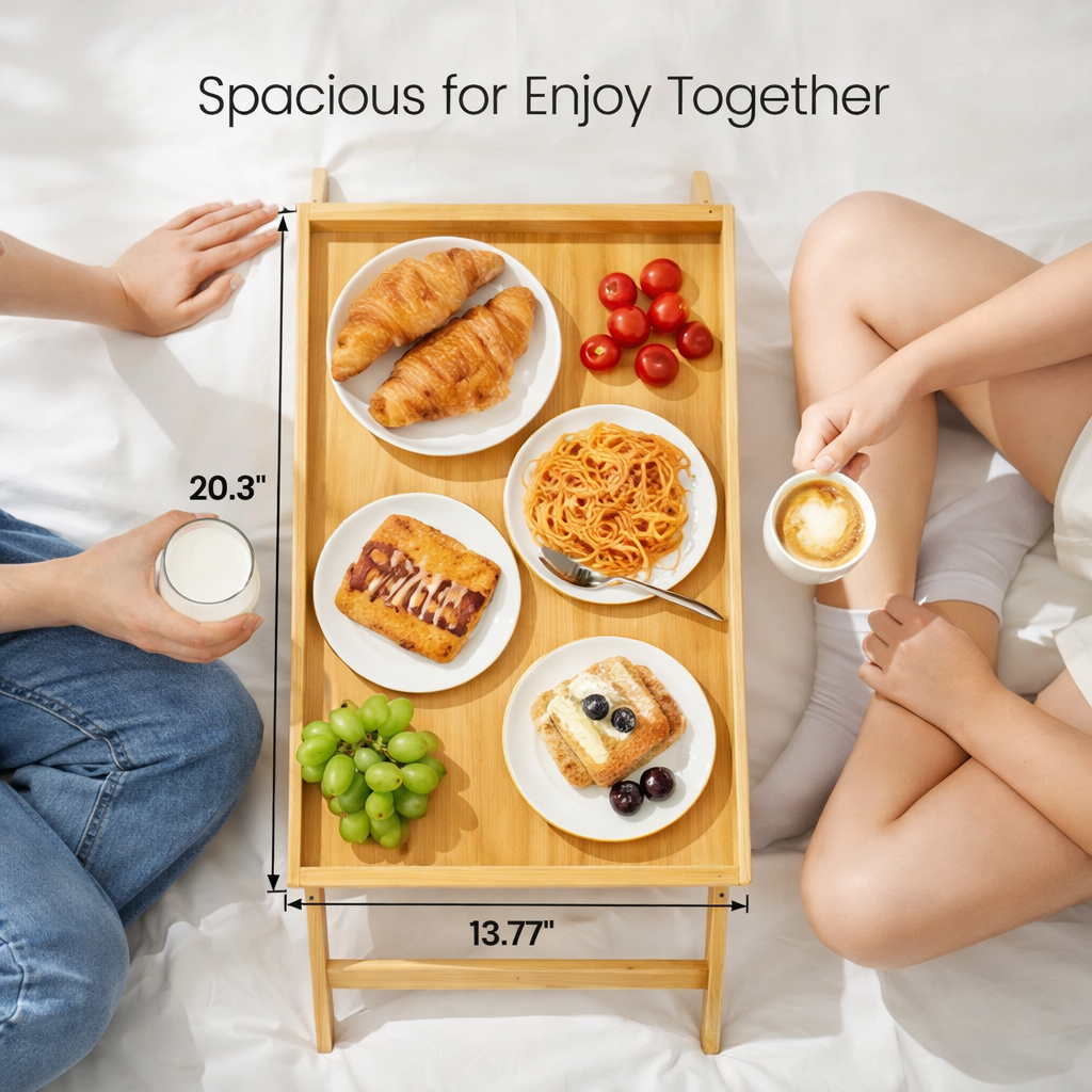 Bamboo Bed Tray Table – Foldable Breakfast & Laptop Table for Bed & Sofa – ArabiaBliss